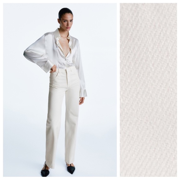 Massimo Dutti | Jeans | Nwt Massimo Dutti Cream Relaxed Fit High Waist ...